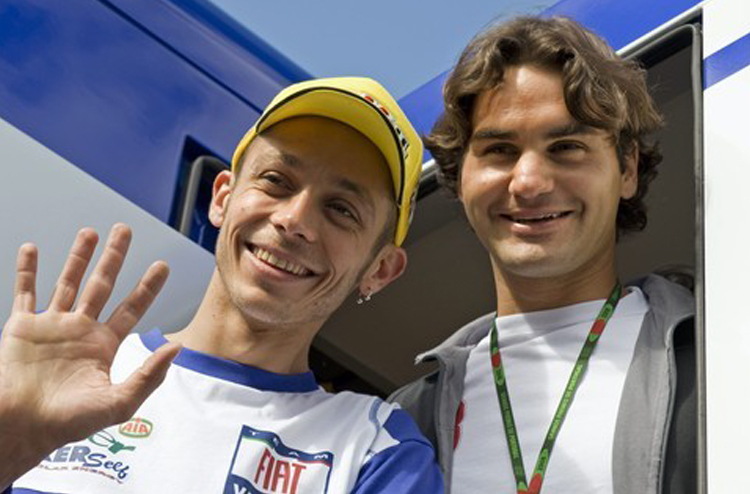 Para Valentino Rossi, Roger Federer é uma inspiração